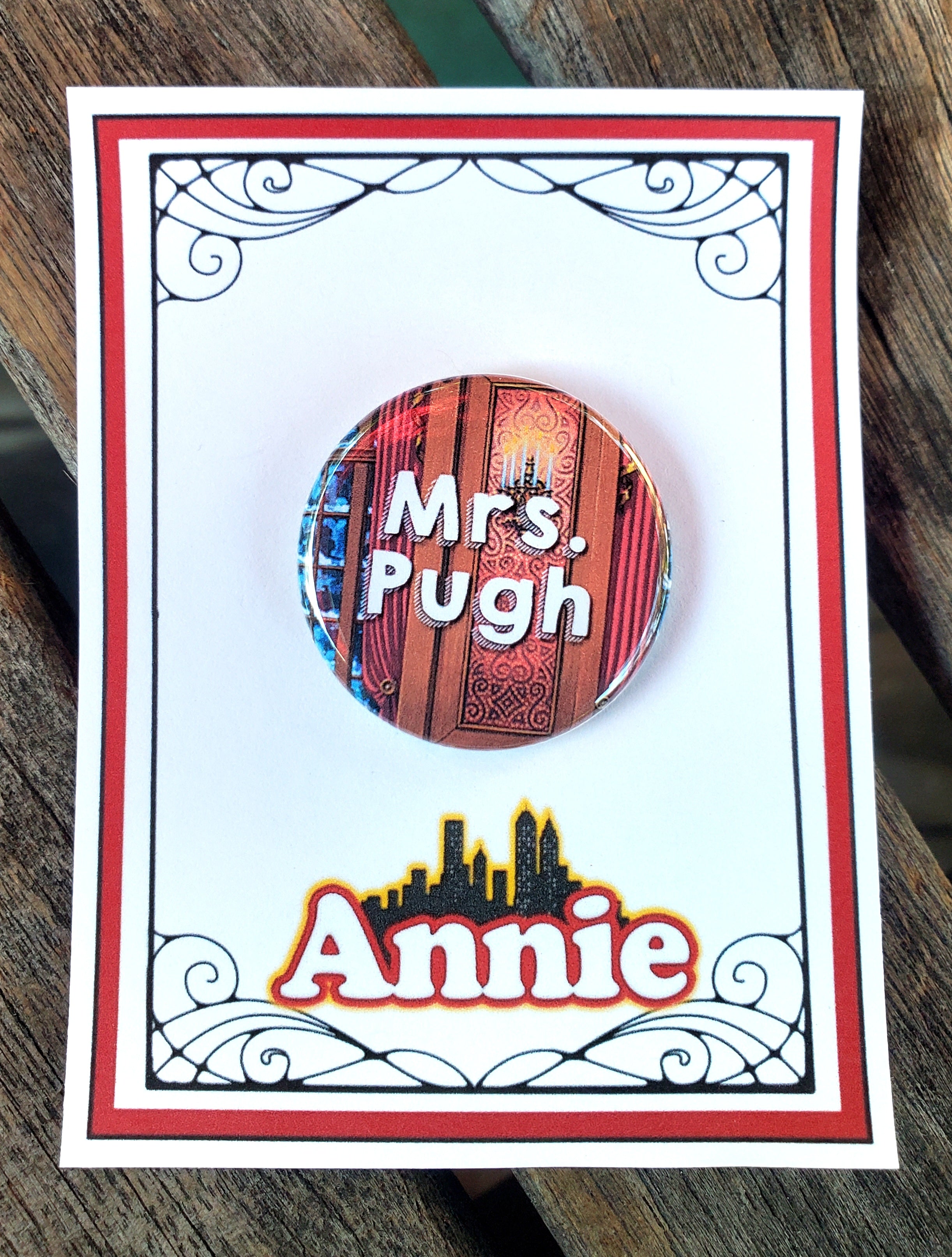 ANNIE "Mrs. Pugh" Metal Pinback Button – The Lobby Boutique